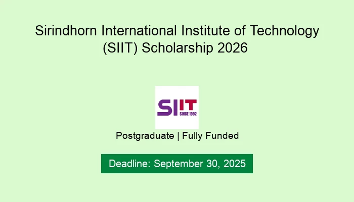 Sirindhorn International Institute of Technology (SIIT) Scholarship 2026 | ScholarshipSet